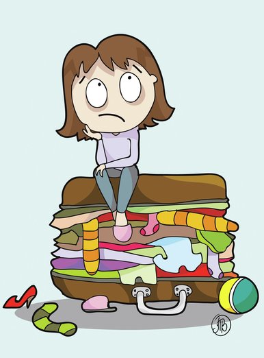 Man Packing Suitcase Cartoon